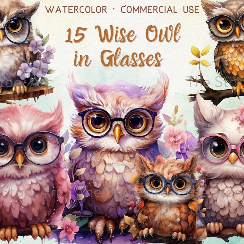 Wise Owl Clip Art - Etsy