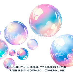 Bubble Watercolor Clipart, Iridescent Bubble PNG, Dreamy Bubbles ...