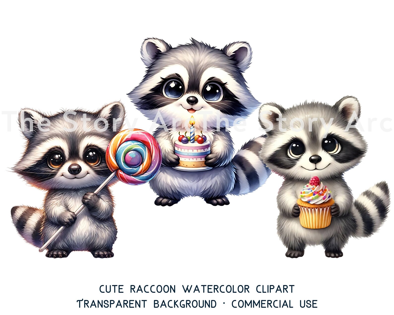 Cute Raccoon Clipart, Party Raccoon PNG, Baby Raccoon, Digital Download ...