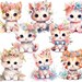 Pawsitively Cute: Set of 8 Whimsical Kitten Watercolor Clipart, High ...
