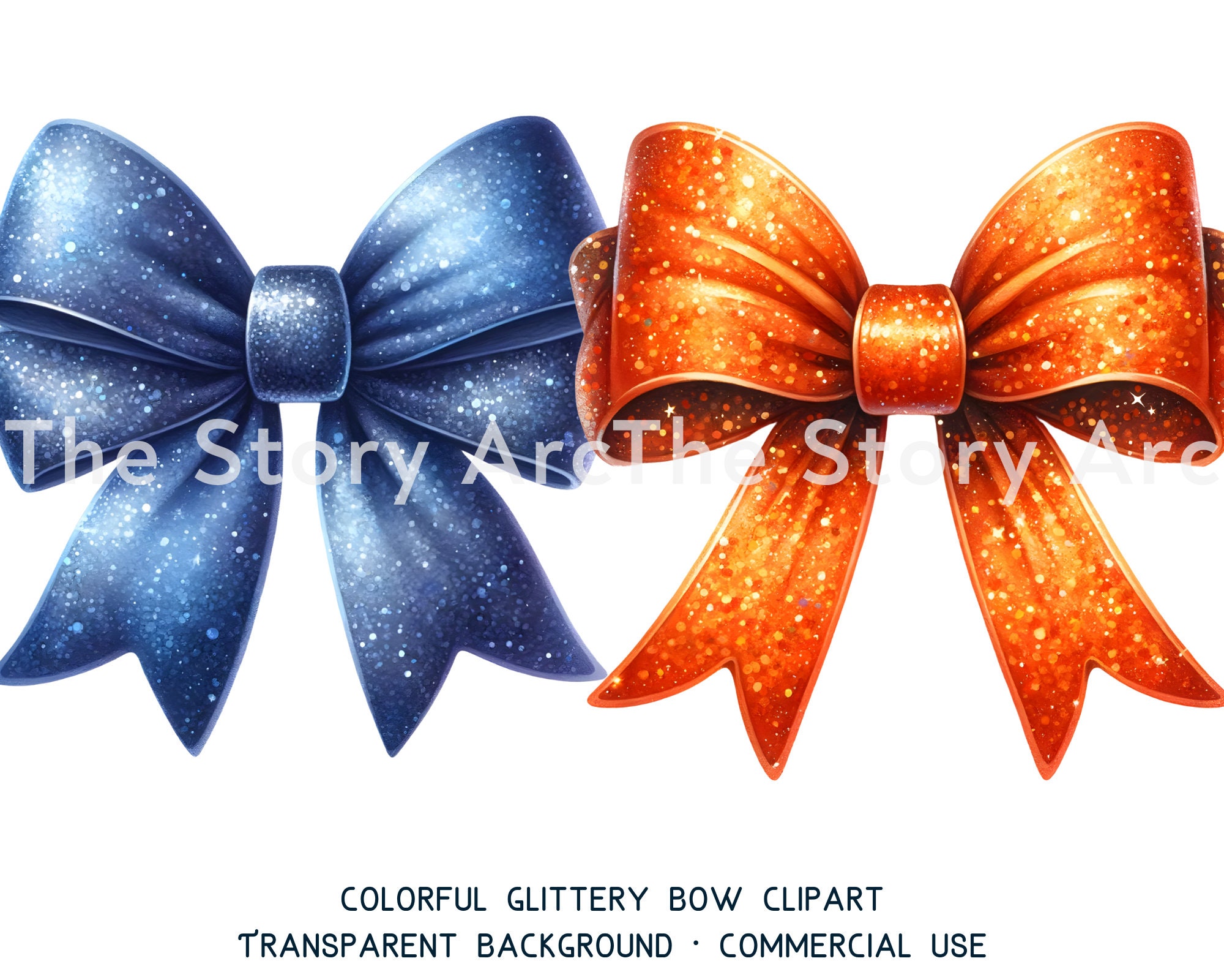 Glitter Bow Clipart, 14 Sparkly Bow, Colorful Bows, Digital Download ...