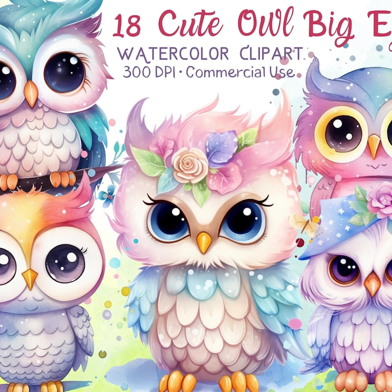 Cute Owls Clipart - Etsy