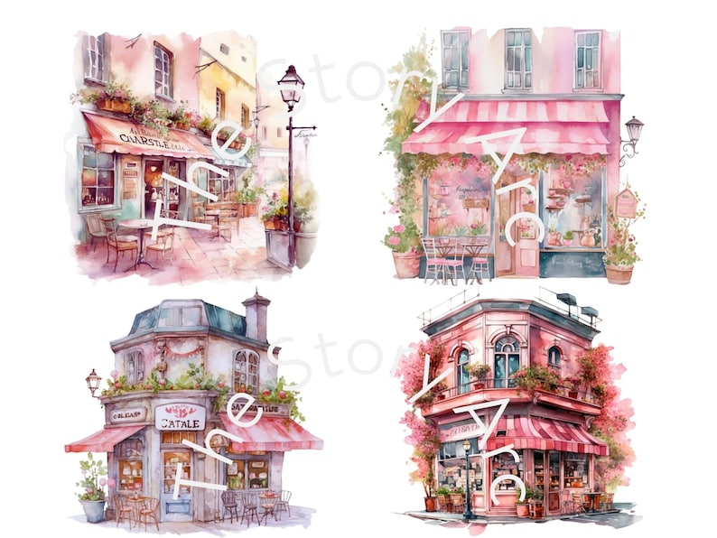 Parisian Cafe PNG, Watercolor Clipart, Set of 8 Parisian Cafe Clip Art ...