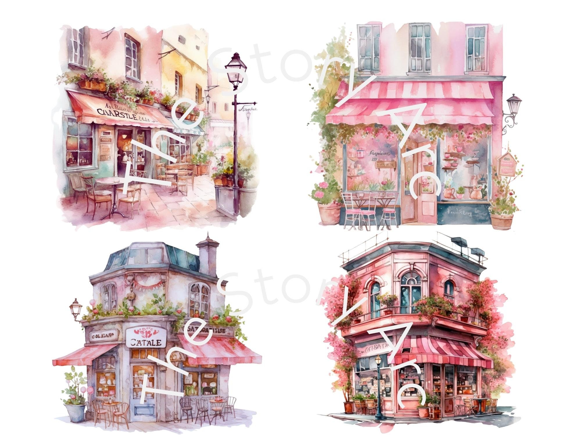 Parisian Cafe PNG, Watercolor Clipart, Set of 8 Parisian Cafe Clip Art ...