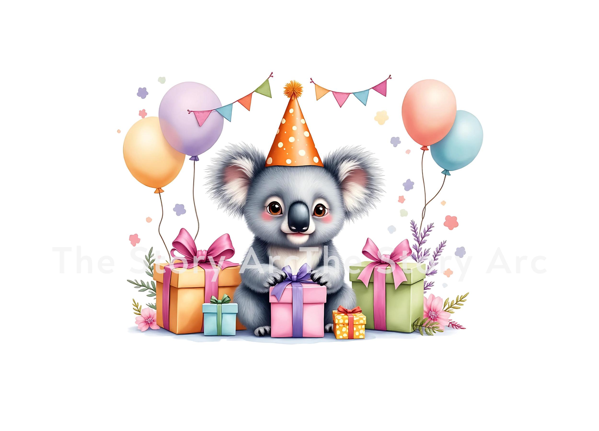 Koala Party Clipart, 20 Cute Koala, Birthday Party Koala, Digital ...