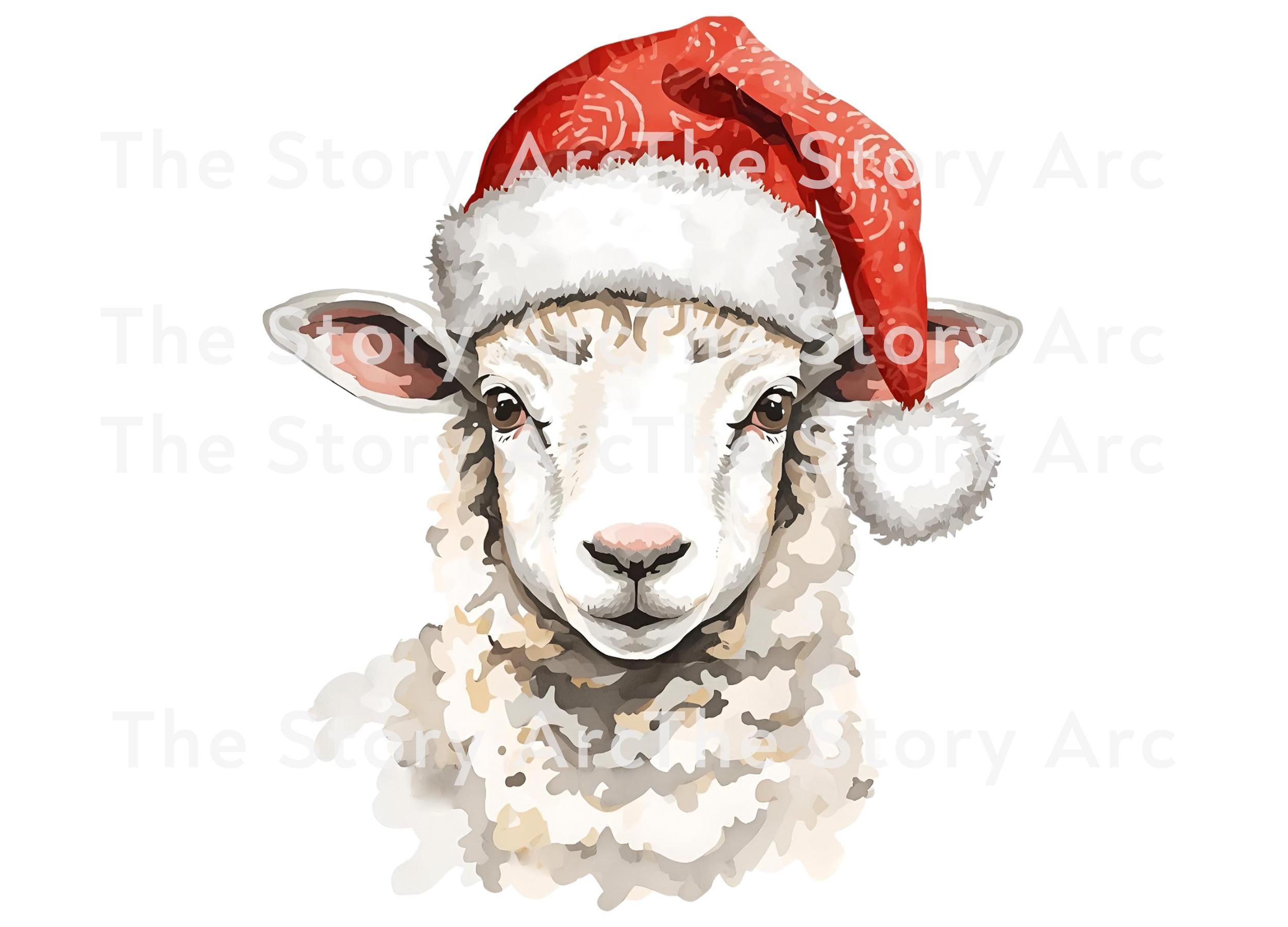 20 Christmas Sheep Clipart, Transparent PNG, Watercolor Holiday Winter ...
