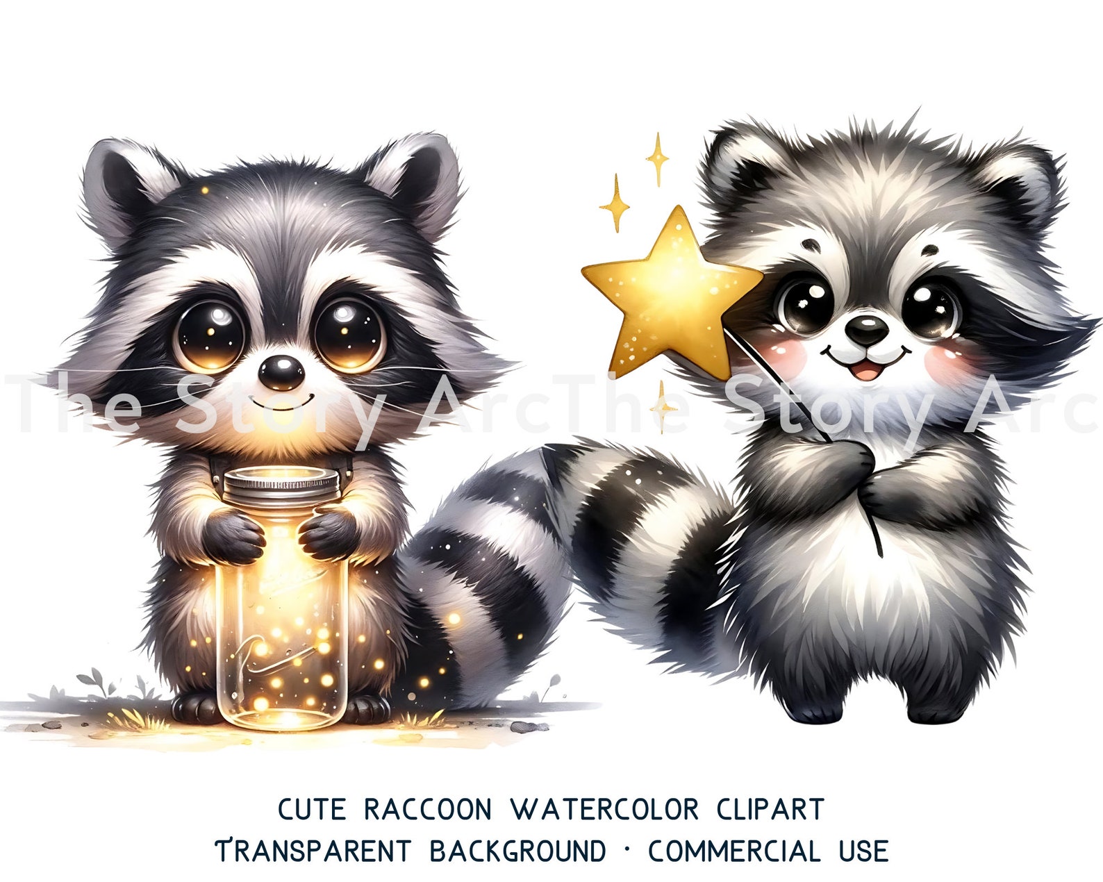 Cute Raccoon Clipart, Party Raccoon PNG, Baby Raccoon, Digital Download ...