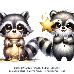 Cute Raccoon Clipart, Party Raccoon PNG, Baby Raccoon, Digital Download ...