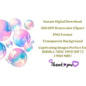 Bubble Watercolor Clipart, Iridescent Bubble PNG, Dreamy Bubbles ...