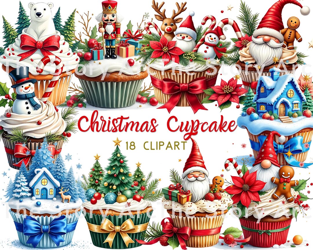 Christmas Cupcake Clipart, Winter Wonderland Cupcake, Frosty Snowman ...