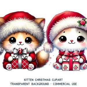 Kitten Christmas Clipart, 20 Cute Kitten PNG, Cat Christmas Gift ...