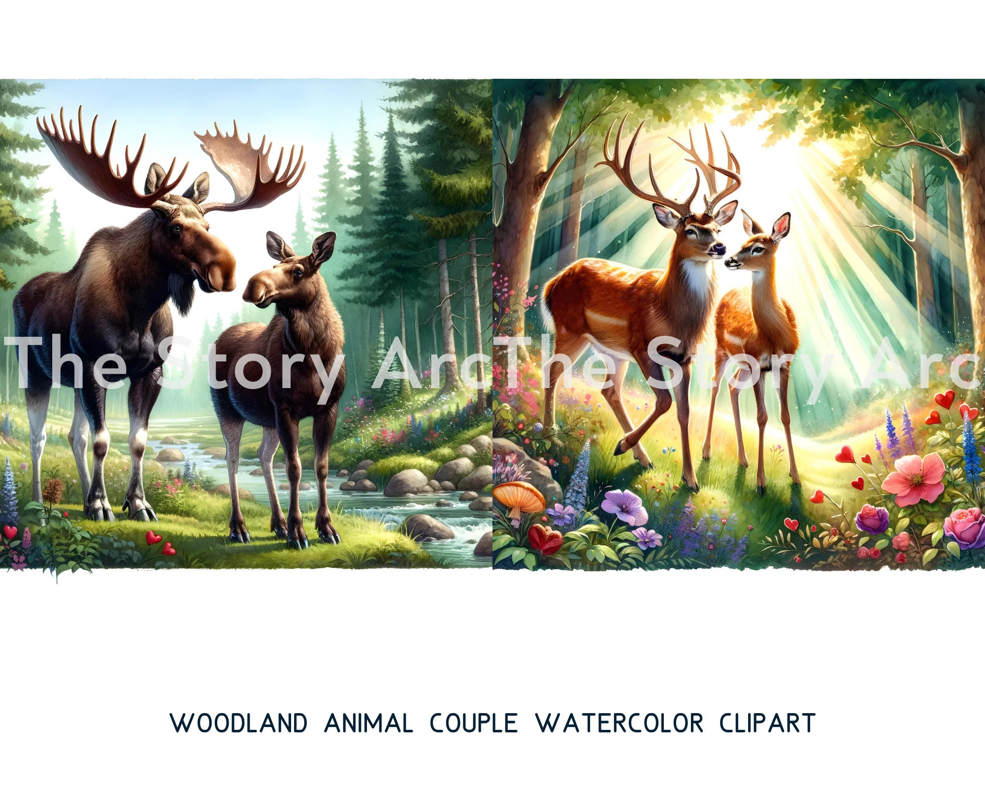 Woodland Animal Couple Clipart, 24 High Quality JPG, Forest Animal ...