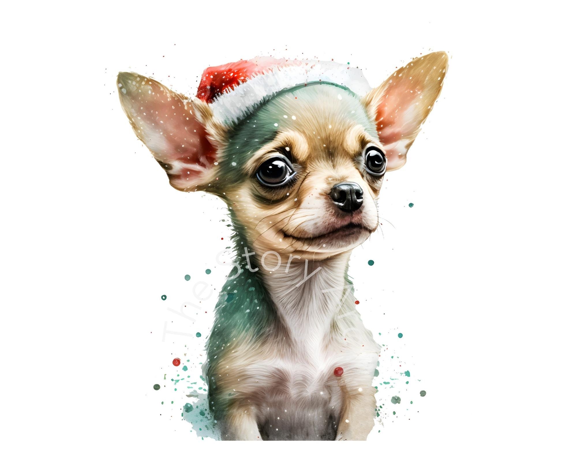 Chihuahua Christmas Clipart - 12 High Quality JPG, Santa Hat Puppy ...