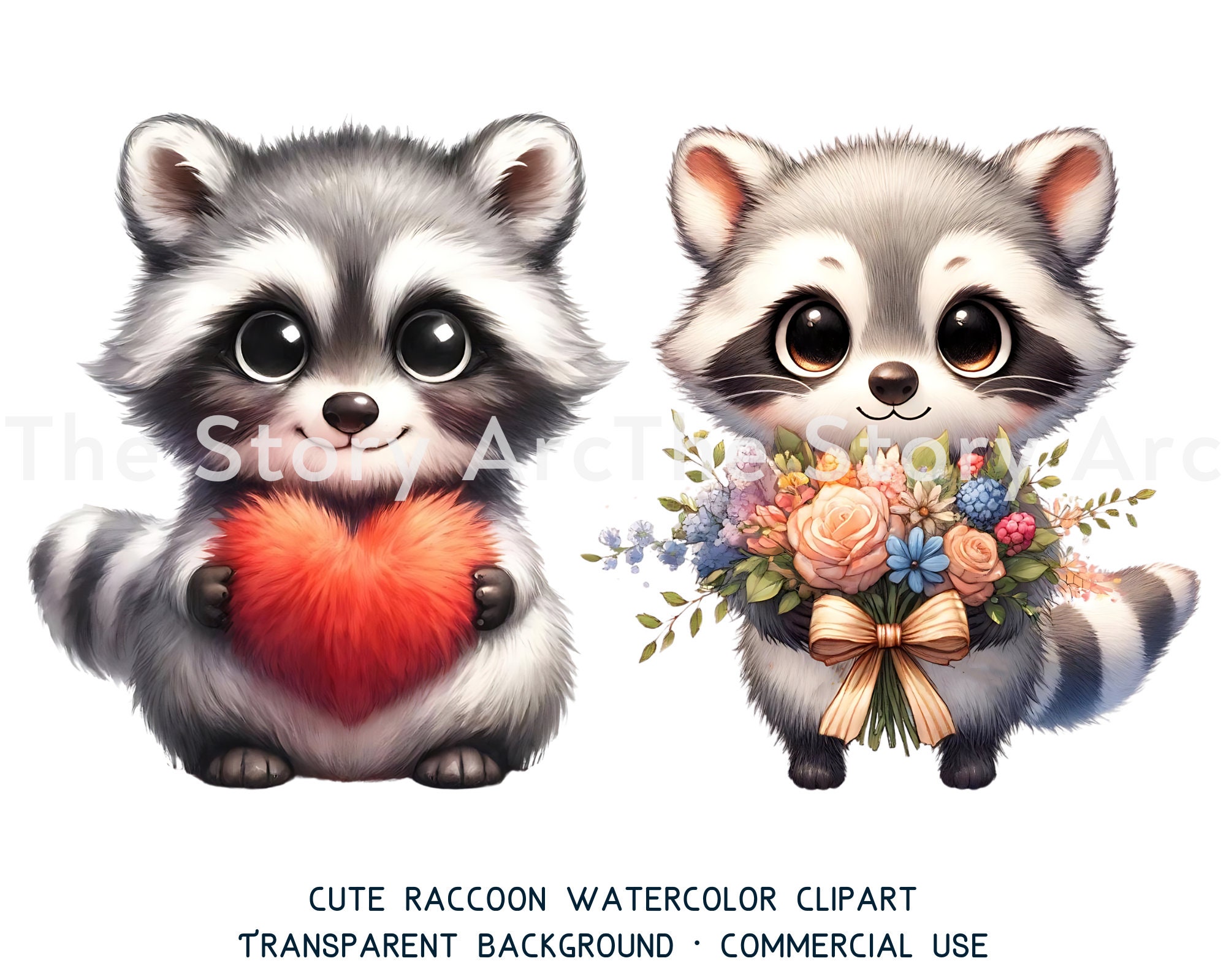 Cute Raccoon Clipart, Party Raccoon PNG, Baby Raccoon, Digital Download ...