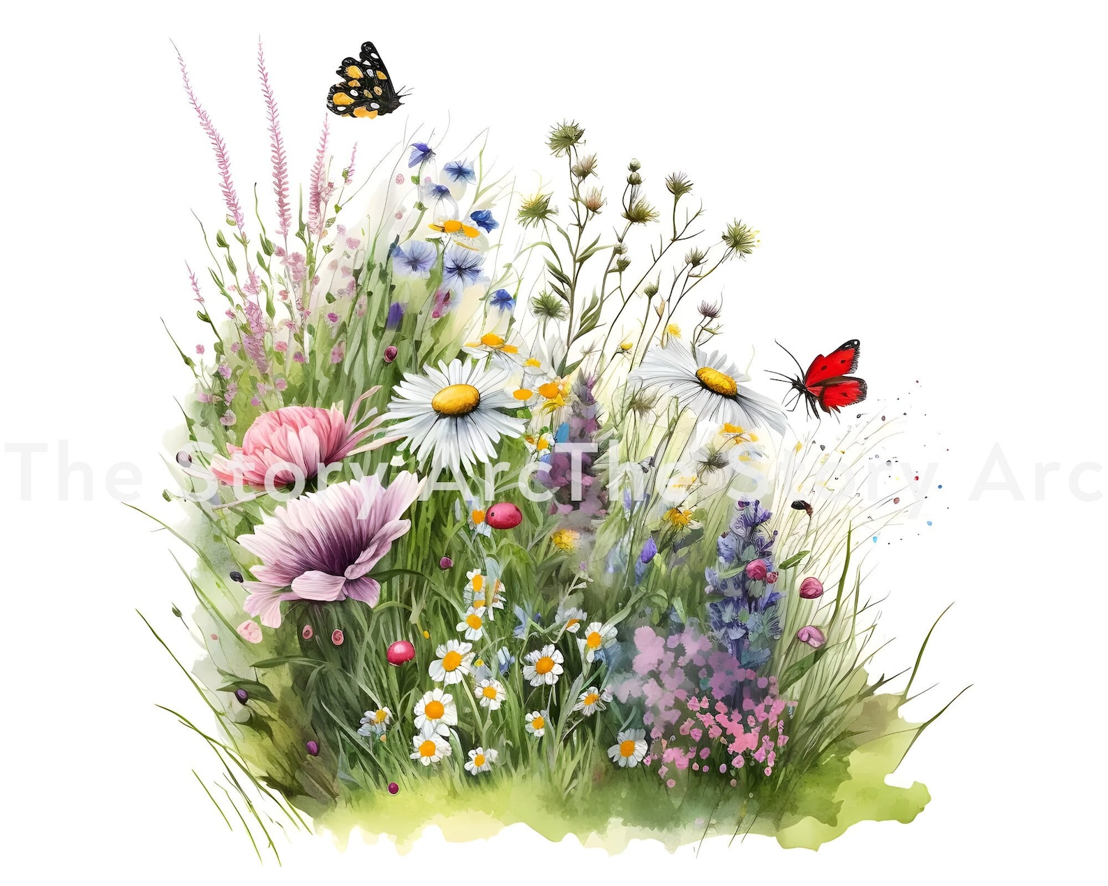 Watercolor Wildflower Clipart, Meadow Flowers (12 Jpgs Digital Download ...
