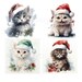 20 Cat Santa Hat Clipart, Watercolor Christmas Clipart, Cat JPG, Cute ...