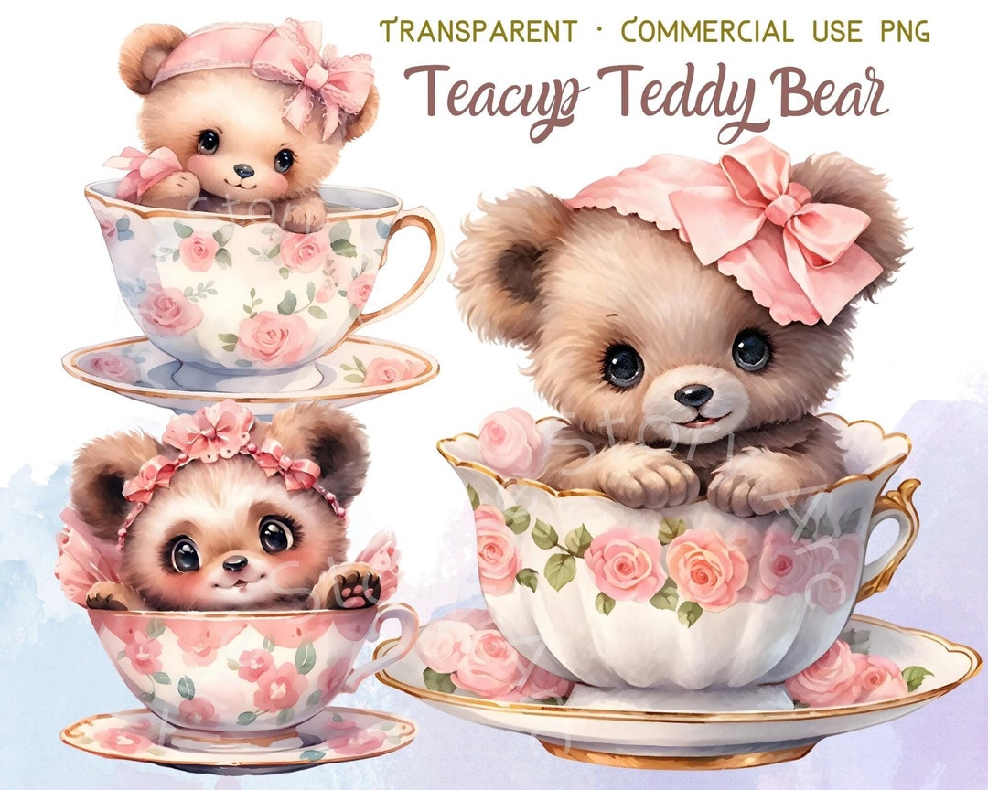 Teddy Bear Teacup Clipart: High-quality Digital Art for DIY Crafts ...