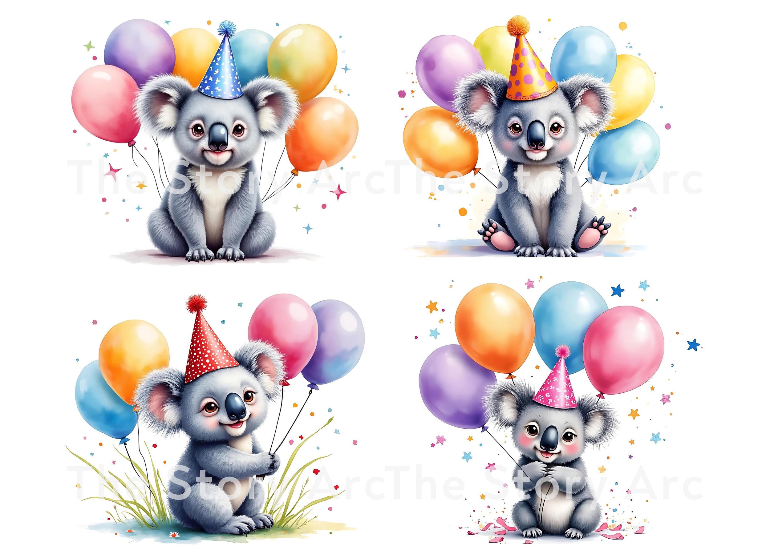 Koala Party Clipart, 20 Cute Koala, Birthday Party Koala, Digital ...
