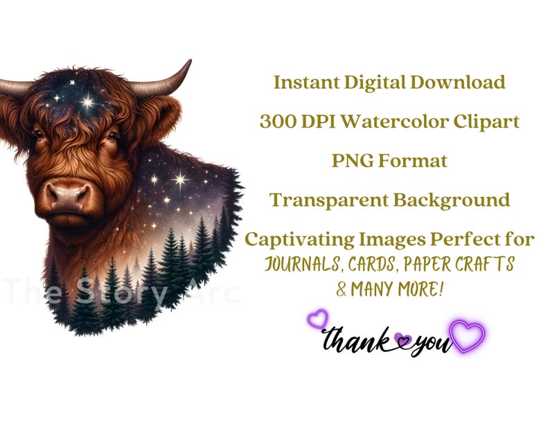 Cosmic Cow Clipart, Highland Cow PNG, Celestial Night Sky Stars ...