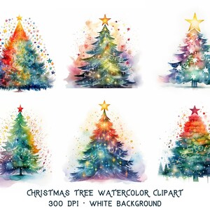 Christmas Tree Watercolor Clipart, 21 Christmas Trees JPG, Digital ...