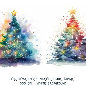 Christmas Tree Watercolor Clipart, 21 Christmas Trees JPG, Digital ...