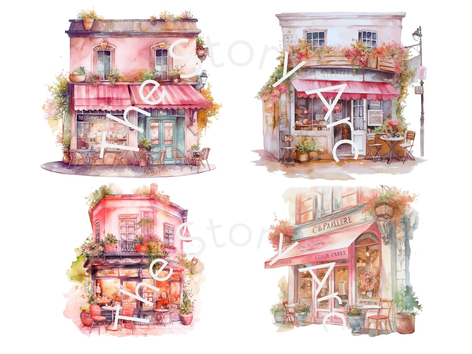 Parisian Cafe PNG, Watercolor Clipart, Set of 8 Parisian Cafe Clip Art ...