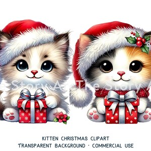 Kitten Christmas Clipart, 20 Cute Kitten PNG, Cat Christmas Gift ...