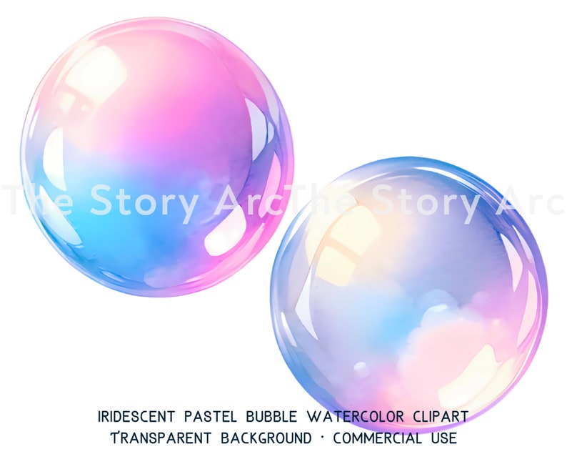 Bubble Watercolor Clipart, Iridescent Bubble PNG, Dreamy Bubbles ...