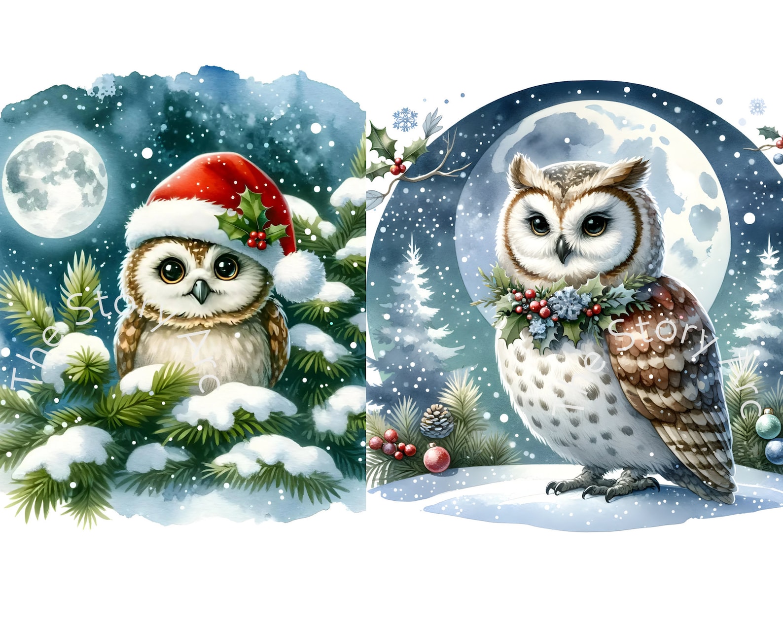Christmas Owl Clipart JPG Digital Download Sublimation, Card Making ...
