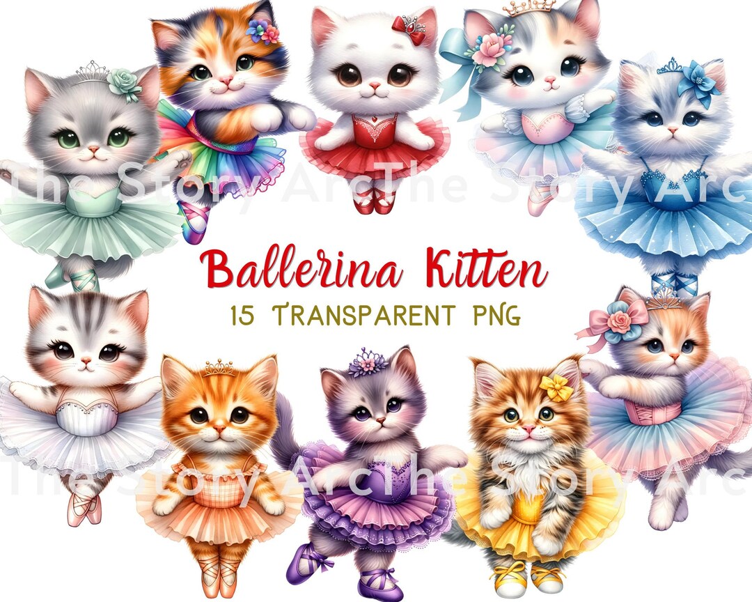 Kitten Ballerina Clipart, 15 High Quality Kitten PNG, Ballet Clipart ...