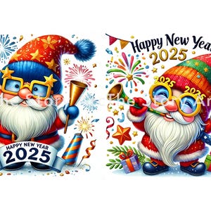 Happy New Year Clipart Gnome New Year 2025 Clipart, Digital Download ...