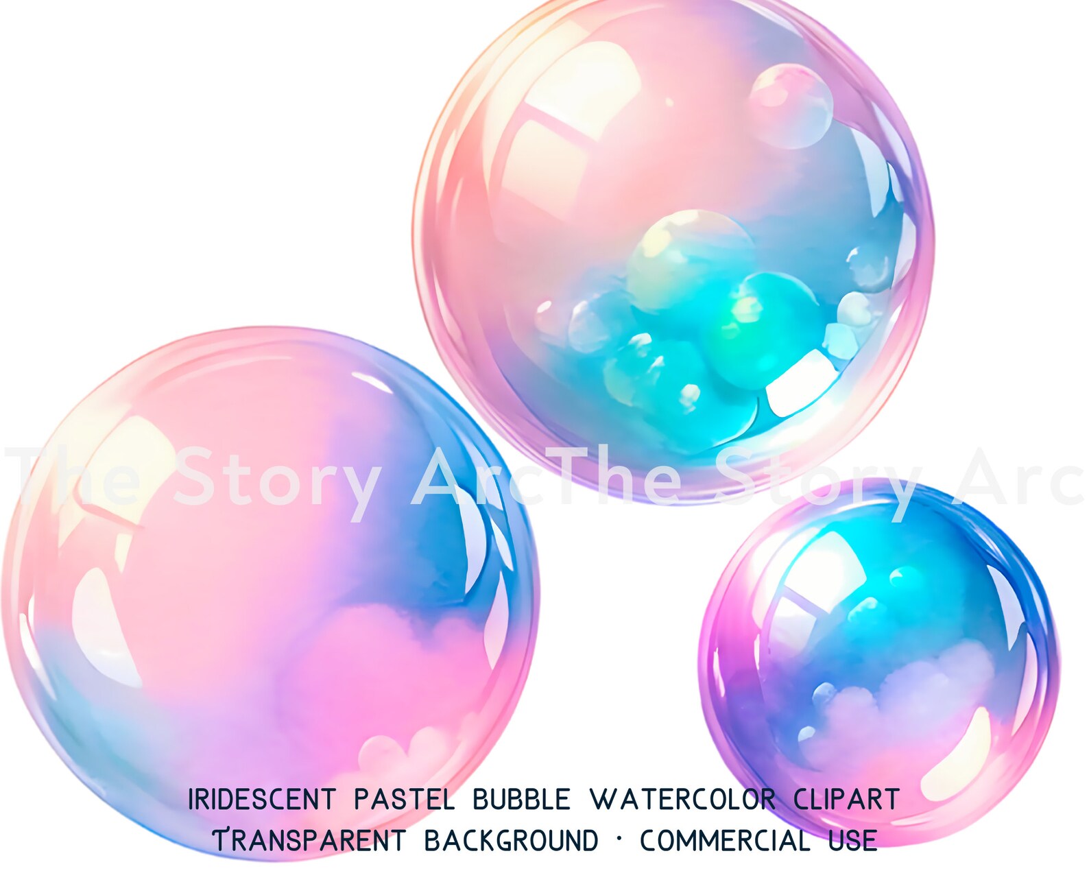Bubble Watercolor Clipart, Iridescent Bubble PNG, Dreamy Bubbles ...