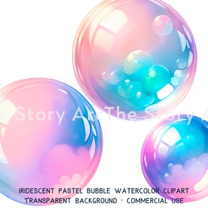 Bubble Watercolor Clipart, Iridescent Bubble PNG, Dreamy Bubbles ...