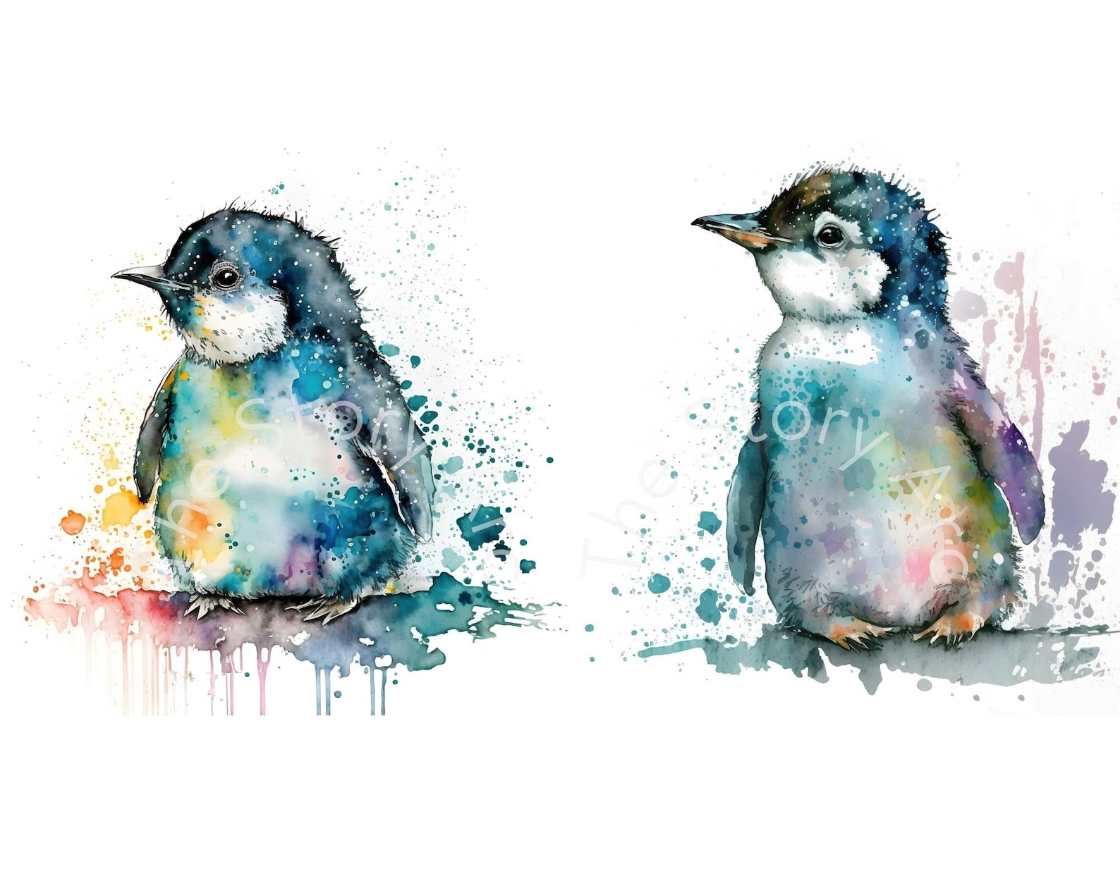 Penguin Watercolor Clipart, 12 High Quality JPG, Baby Penguin Clipart ...
