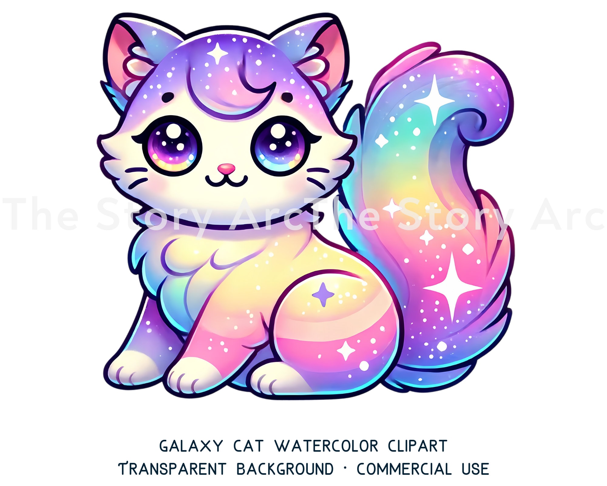 Galaxy Cat Clipart, 12 Cute Kitten, Pastel Cat, Galaxy Kitten Clipart ...