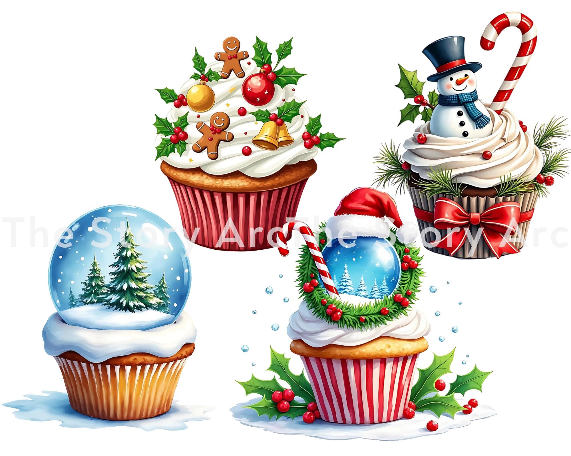 Christmas Cupcake Clipart, Winter Wonderland Cupcake, Frosty Snowman ...