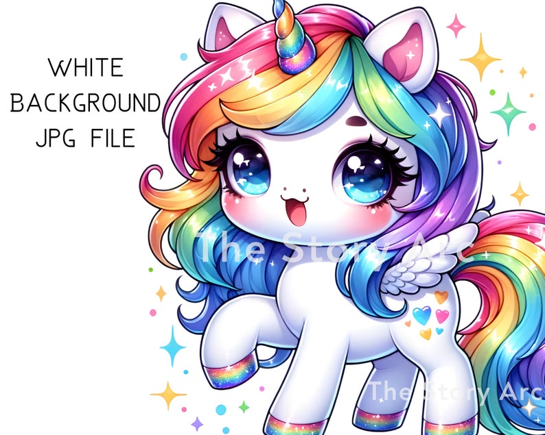 Watercolor Unicorn Clipart, Baby Unicorn, Rainbow Unicorn, Digital ...