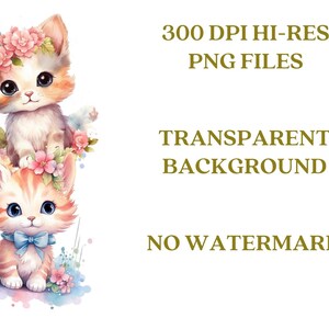 Pawsitively Cute: Set of 8 Whimsical Kitten Watercolor Clipart, High ...