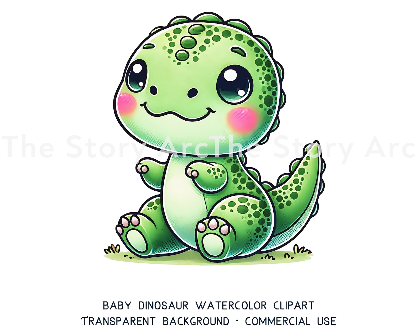 Kawaii Dinosaur Clipart, 12 Baby Dinosaur PNG, Little Dinos, Watercolor ...