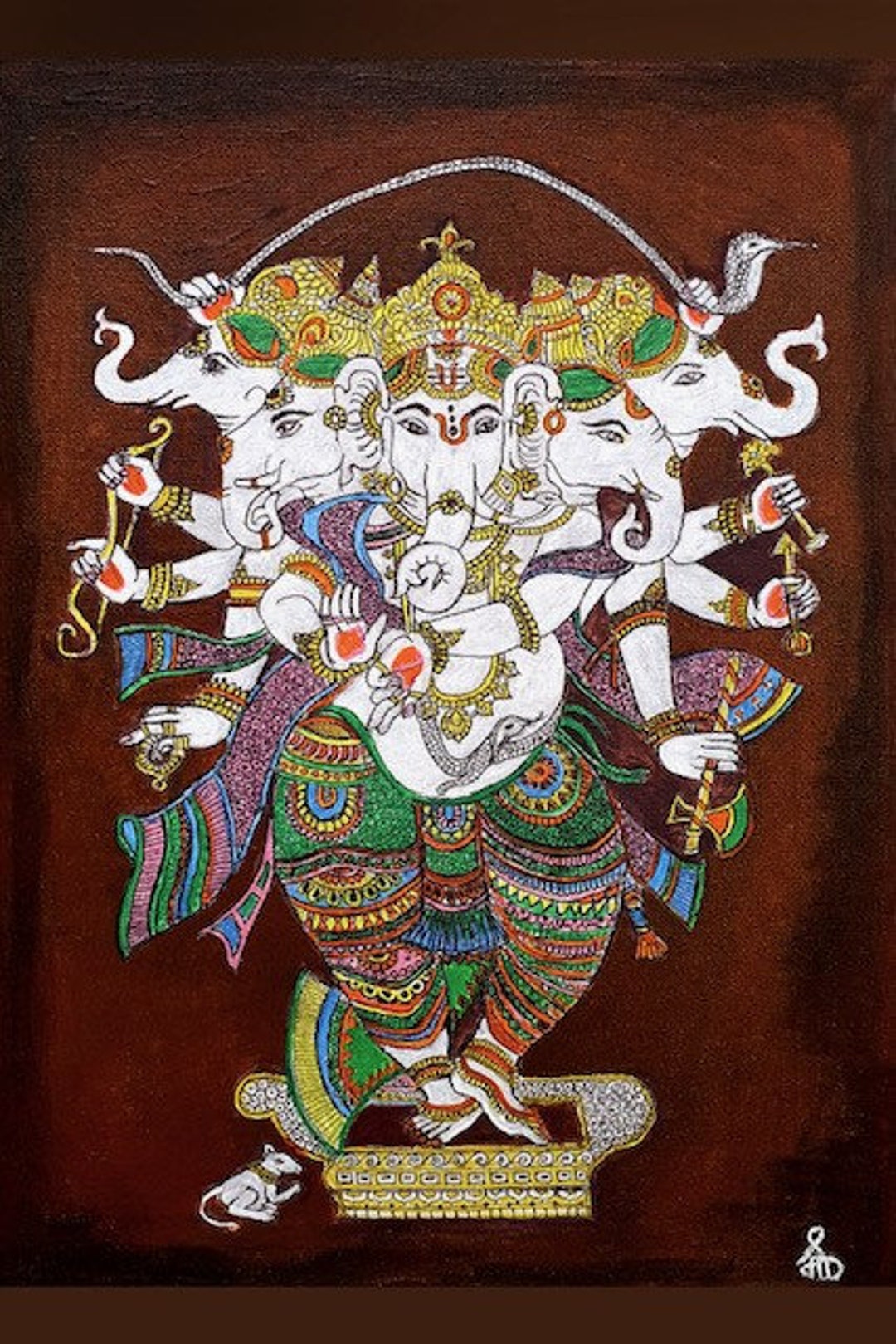Five Head Ganesh Painting Print - Etsy