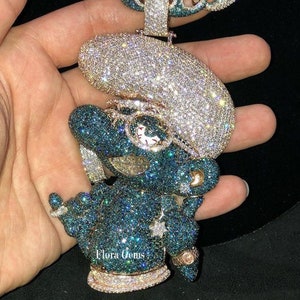 Custom Made Multi Color Toon Pendant for Men, Iced Out Character Charm ...