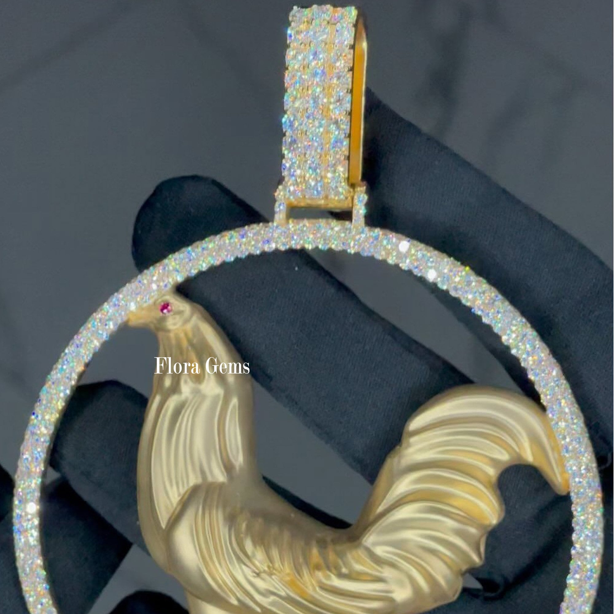 Custom 3D Circle Chicken Pendant, VVS Moissanite Logo Chrm, Hip Hop ...