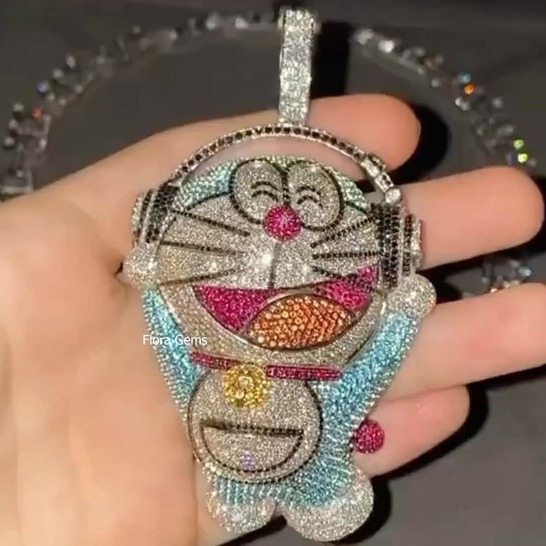 Multi Color Character Toon Pendant for Men, Iced Out 3D Character ...