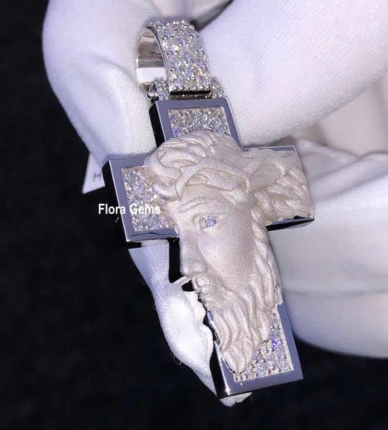 Iced Out Cross Pendant Solid Jesus Pendant Moissanite - Etsy