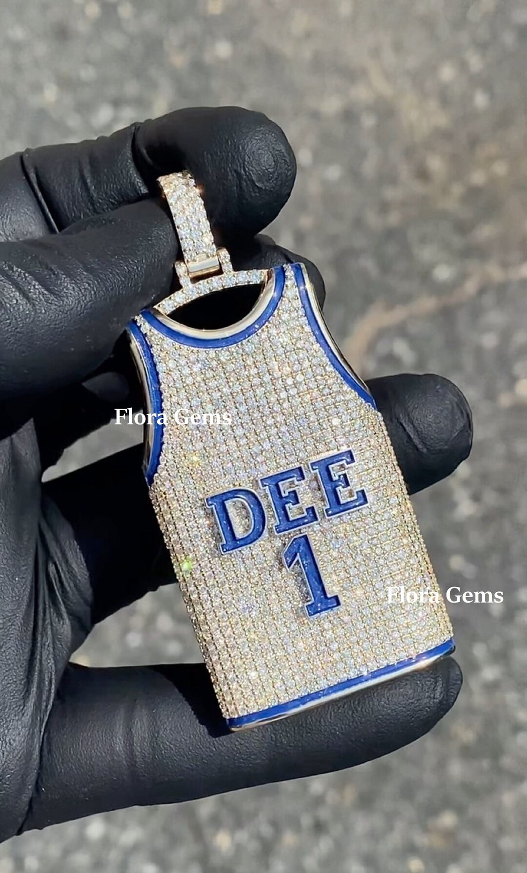 Fully Iced Out Custom Jersey Pendant, Real Moissanite Diamond Number ...