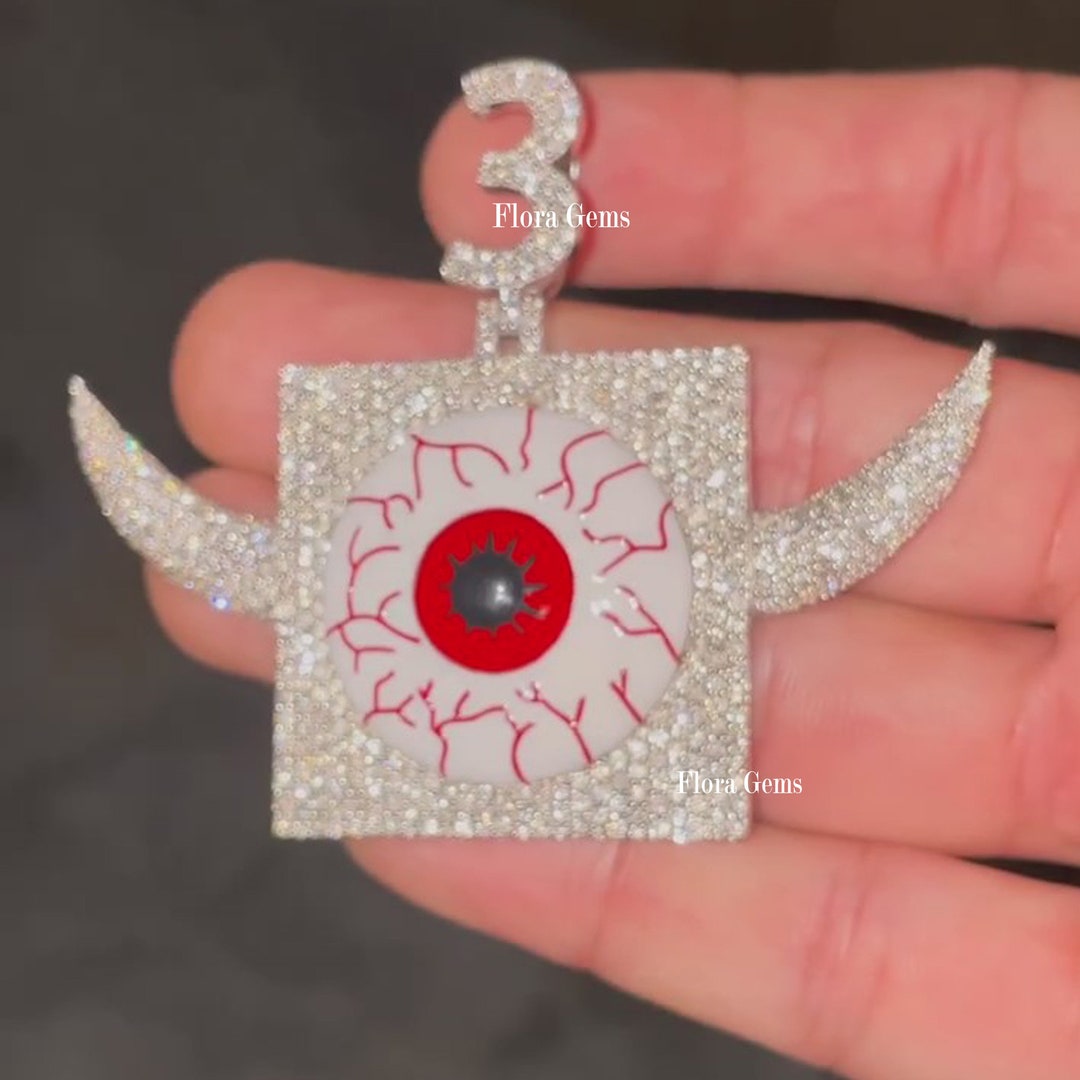 Unique Iced Out 3D Design Men Pendant, Eyes Shape Charm, Enamel 3D ...