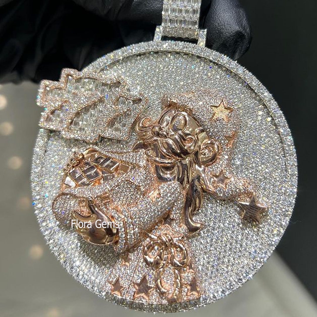 Customize Character Circle Pendant, VVS Moissanite Personal Logo Charm ...