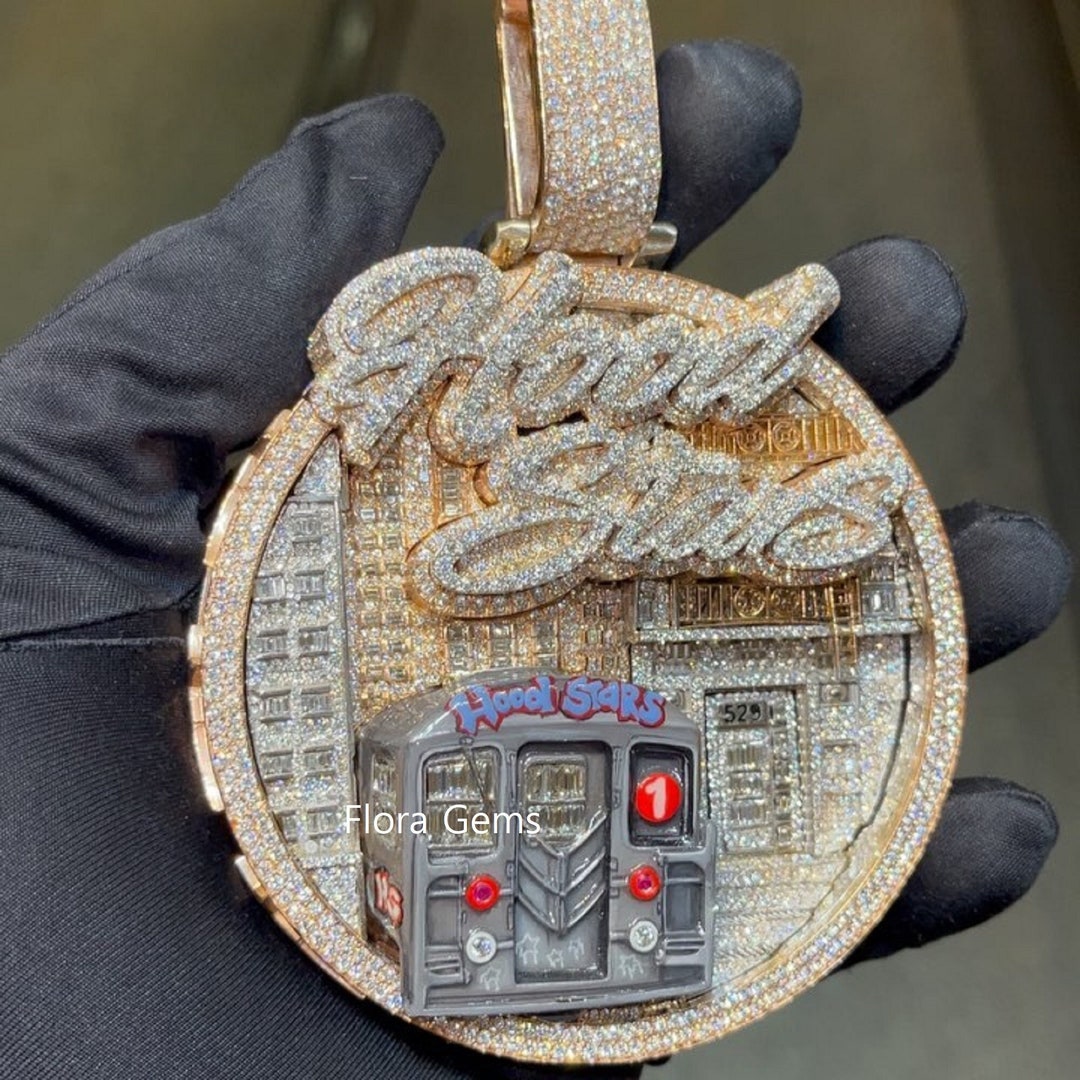 Men's Customize 3D Letter Circle Pendant, VVS Moissanite Enamel ...