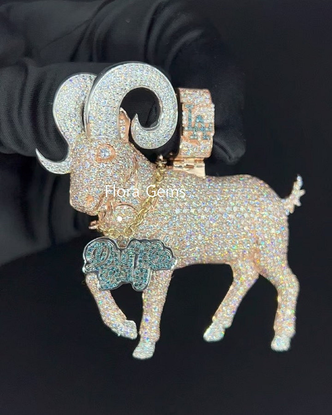 3D Goat Face Men Pendant, Real Moissanite Iced Out Goat Pendant, Hip ...