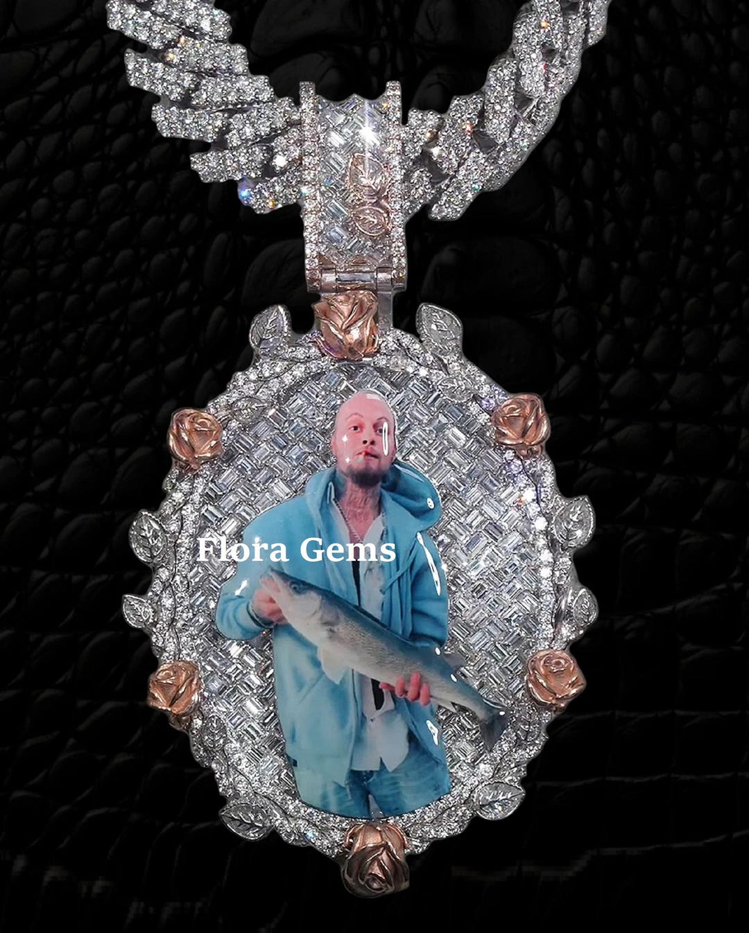 3D Iced Out Memory Pendant, VVS Moissanite Baguette, Unique Design ...